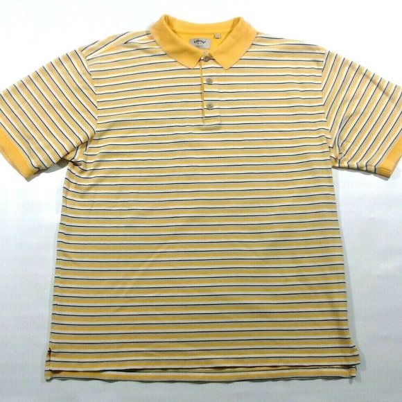 Callaway | Shirts | Callaway Golf Polo Shirt Striped Yellowblackwhite ...